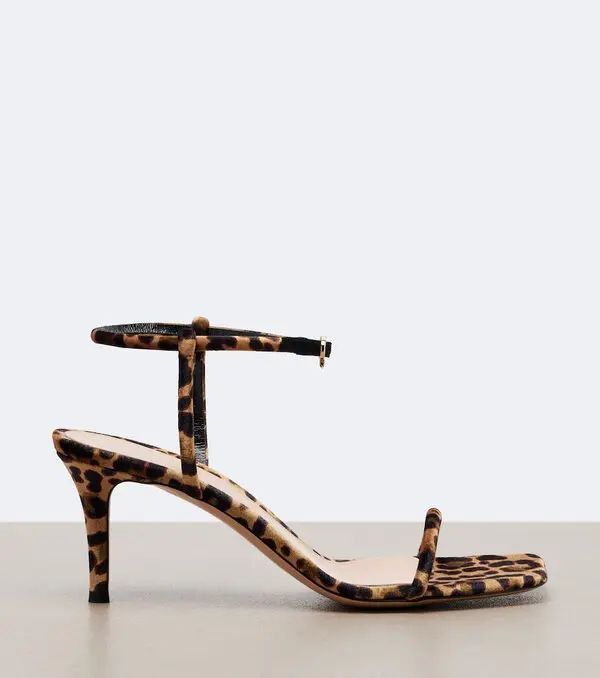 GIANVITO ROSSI Leopard Print Velvet Heeled Sandals