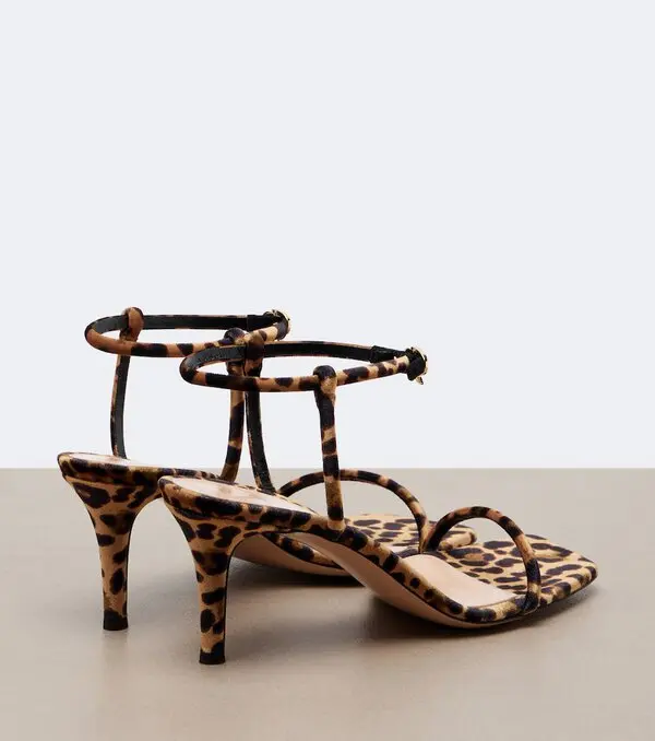 GIANVITO ROSSI Leopard Print Velvet Heeled Sandals
