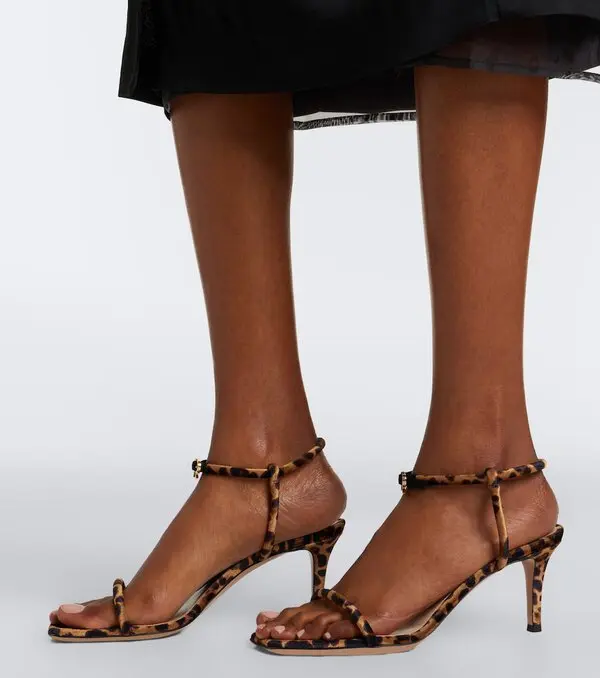 GIANVITO ROSSI Leopard Print Velvet Heeled Sandals