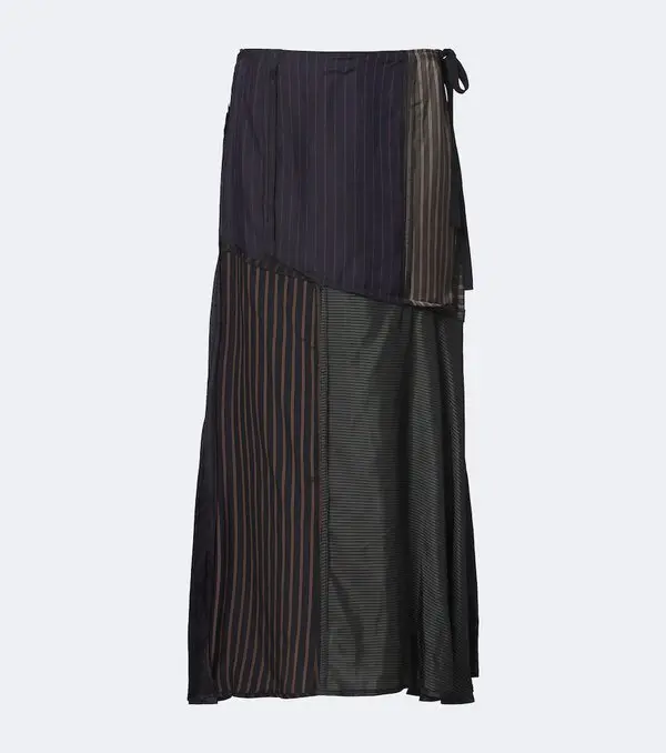 MAISON MARGIELA Patchwork Striped Maxi Skirt - Blue