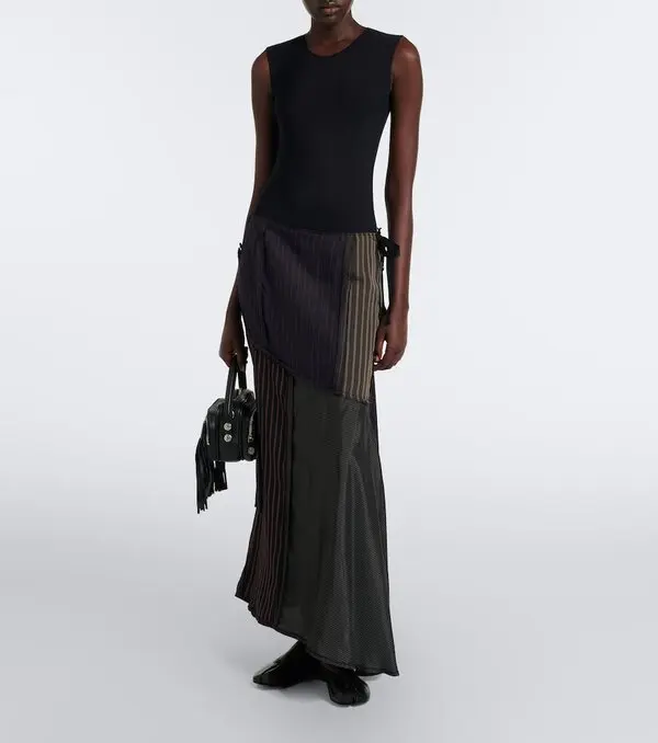 MAISON MARGIELA Patchwork Striped Maxi Skirt - Blue