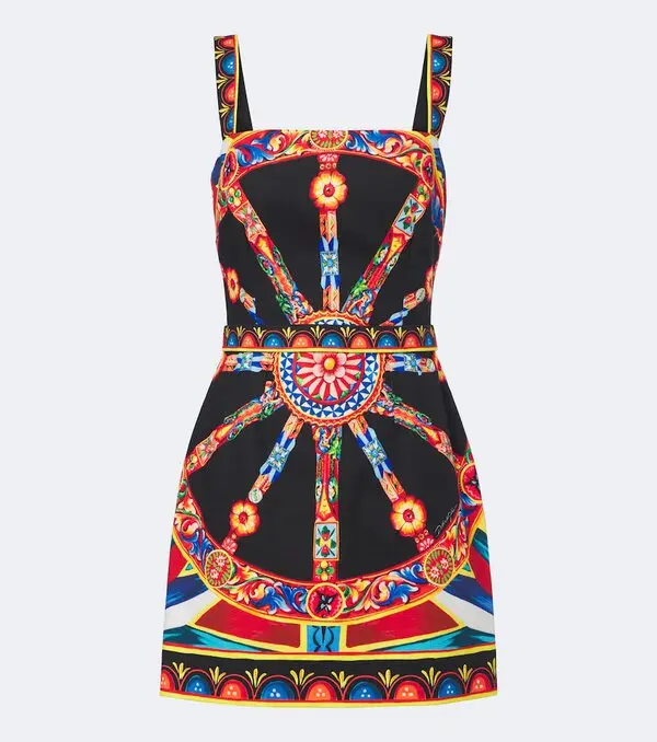 Dolce & Gabbana Carretto Print Cotton Poplin Mini Dress
