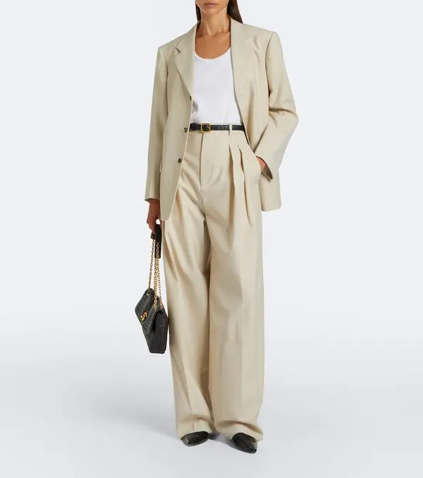 Bottega Veneta Wool And Cotton Wide-leg Pants