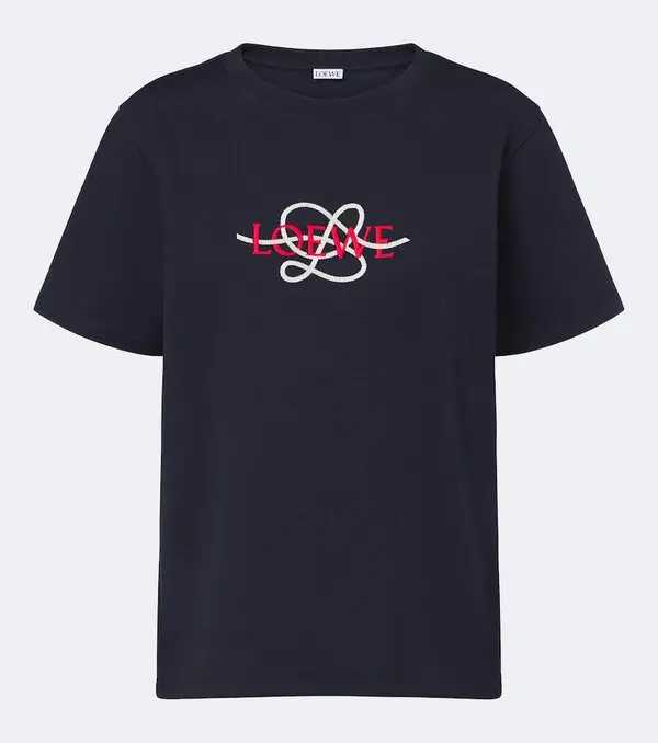 Loewe Cotton-blend Jersey T-shirt With Logo Embroidery