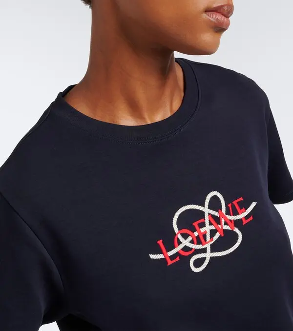 Loewe Cotton-blend Jersey T-shirt With Logo Embroidery