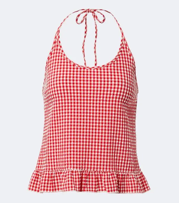 MONTCE Brooklyn Gingham Halterneck Top - Red