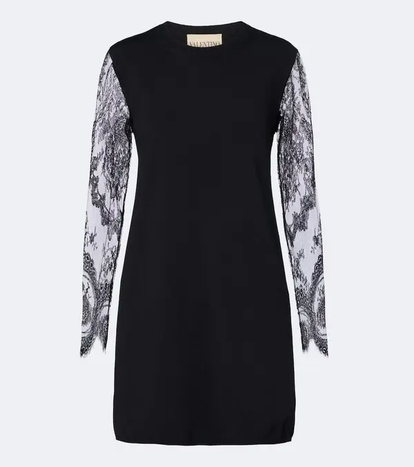 Valentino Garavani Lace Trimmed Minidress - Black