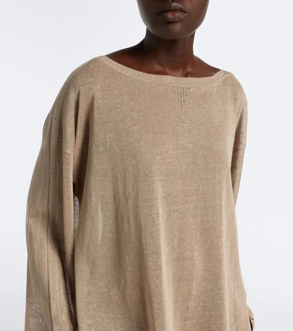 Alaïa Semi-sheer Linen And Silk Kaftan - Beige
