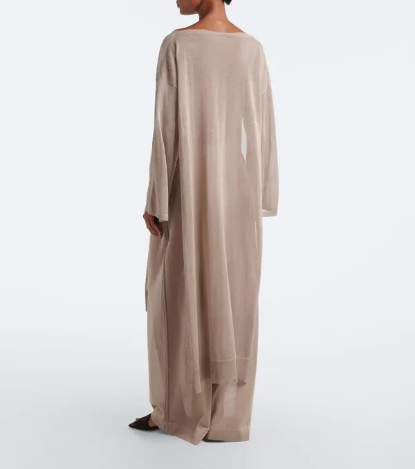 Alaïa Semi-sheer Linen And Silk Kaftan - Beige