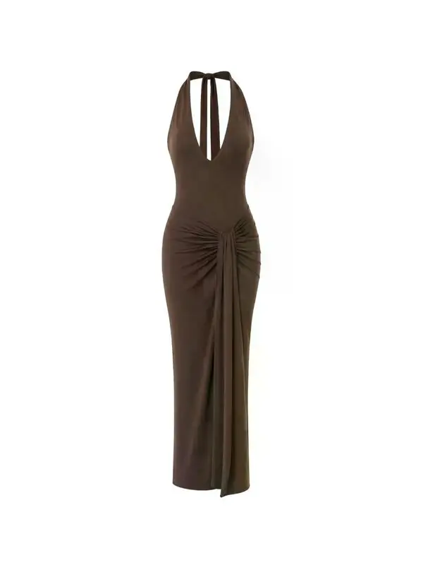 BAOBAB Donatella Ruched Gown - Brown