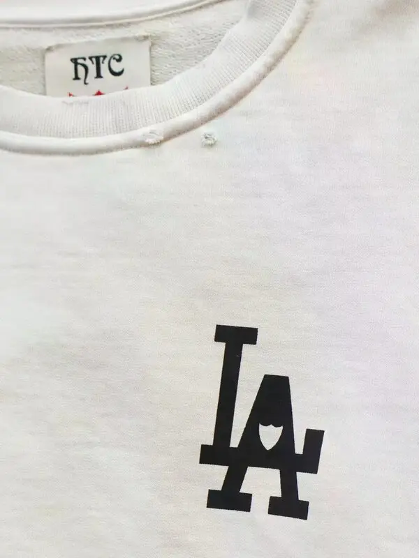HTC LOS ANGELES Logo Print Distressed Sweater