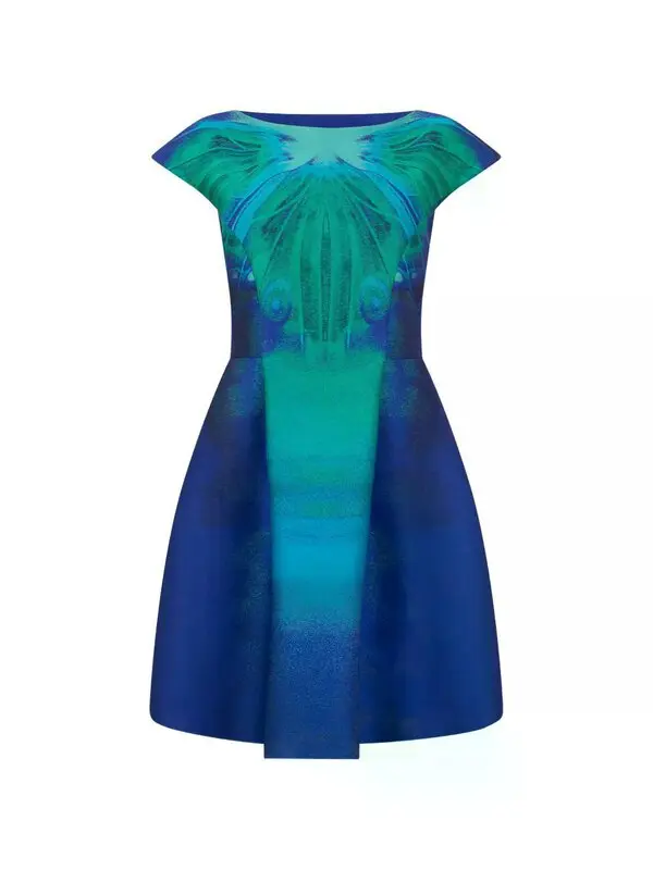 Alberta Ferretti Printed Trapeze Mini Dress - Blue
