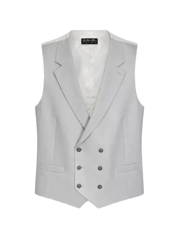 LUIGI BIANCHI MANTOVA Pointed-hem Double-breasted Waistcoat - Grey