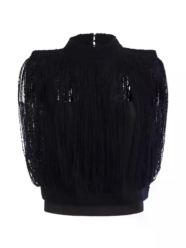 Fabiana Filippi High-neck Sleeveless Top With Fringe Detailing