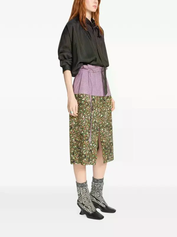 Dries Van Noten Striped Cupro Drawstring Blouse With Removable Scarf