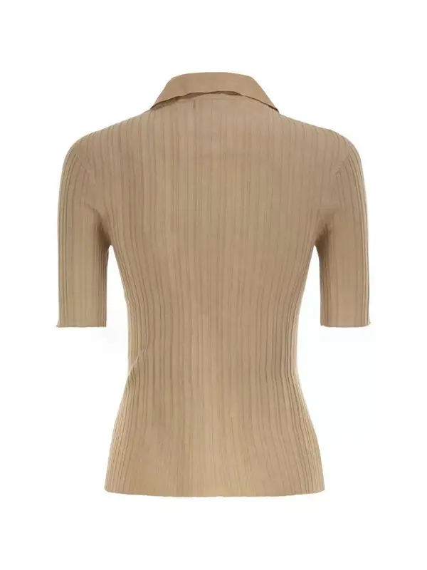 Fabiana Filippi Ribbed Knit Polo Shirt - Neutrals