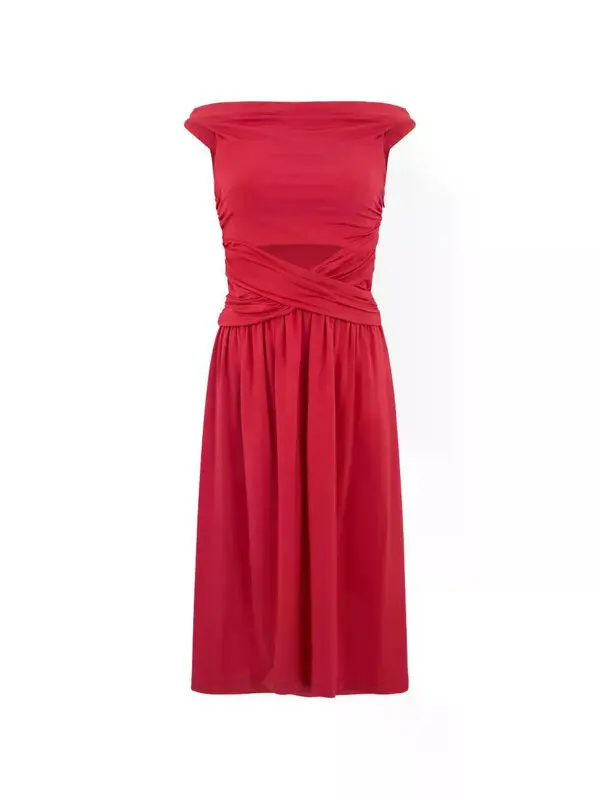 Alberta Ferretti Pleated Crossover-waist Midi Dress - Red