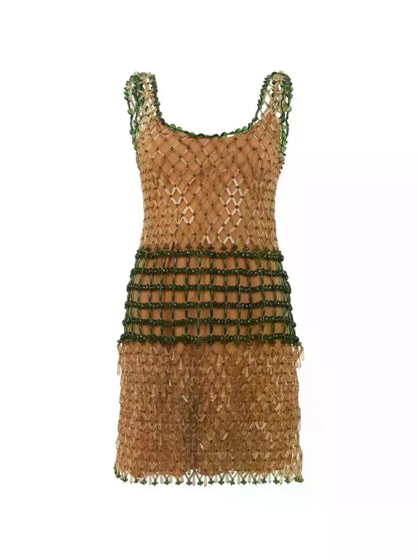 Alberta Ferretti Embellished Fringed Mini Dress