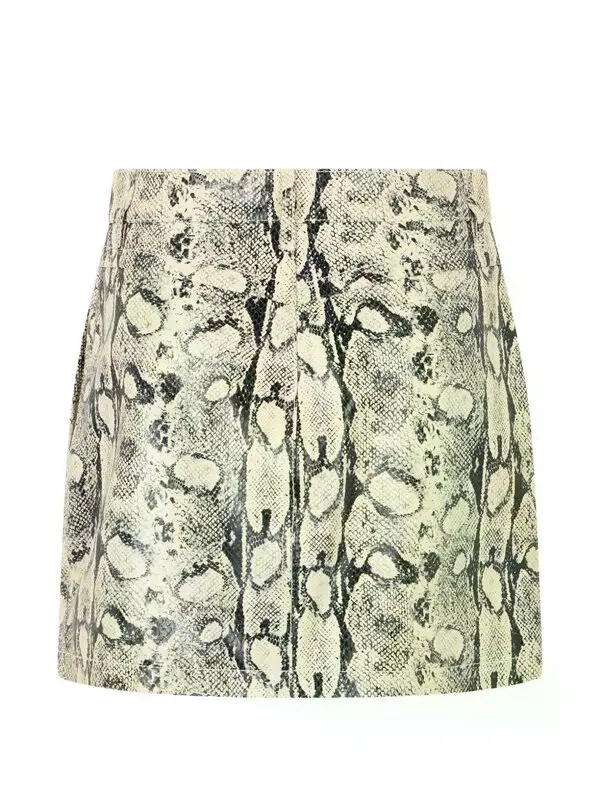 Alberta Ferretti Snake-effect Leather A-line Skirt