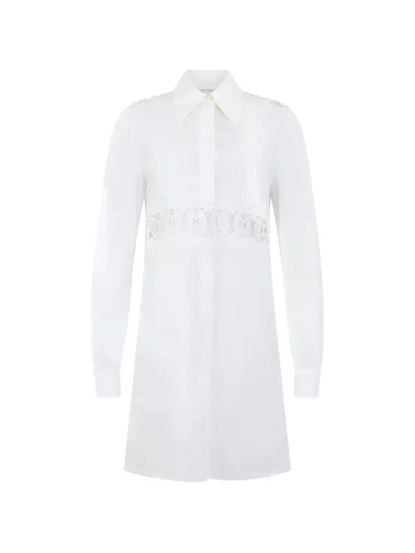 Alberta Ferretti Lace-panel Pintuck Mini Dress - White
