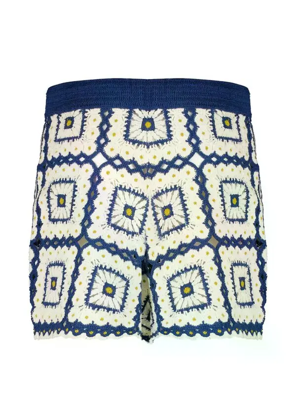 ALEMAIS Patchwork Crochet Shorts - Blue