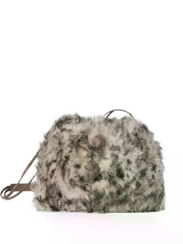 Brunello Cucinelli Lynx-effect Shearling Pouch Bag With Monili - Neutrals