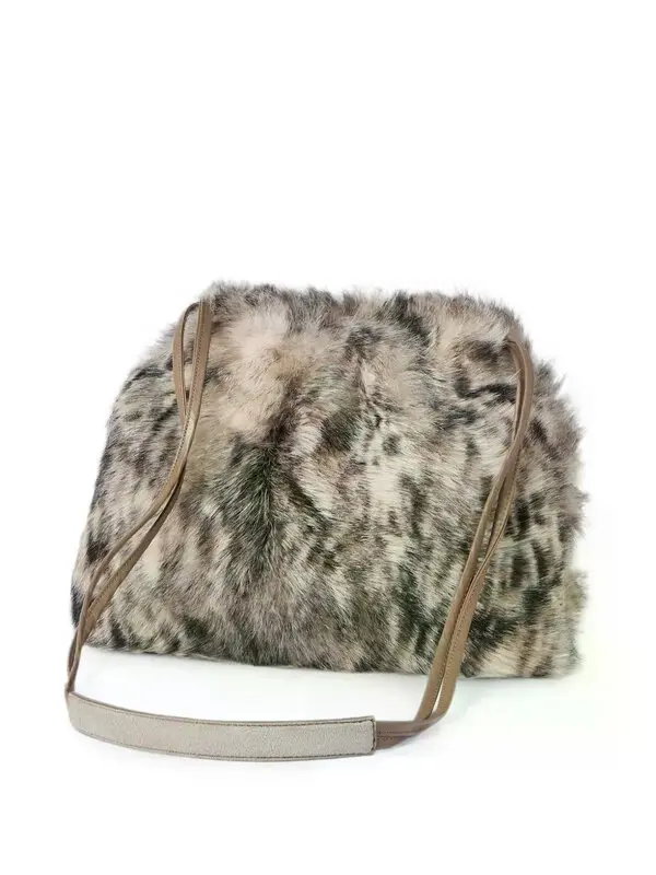 Brunello Cucinelli Lynx-effect Shearling Pouch Bag With Monili