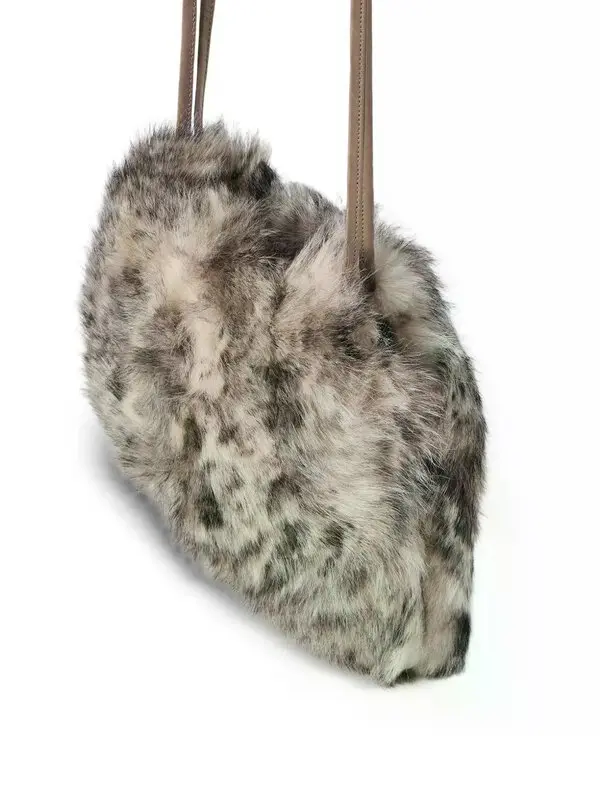 Brunello Cucinelli Lynx-effect Shearling Pouch Bag With Monili