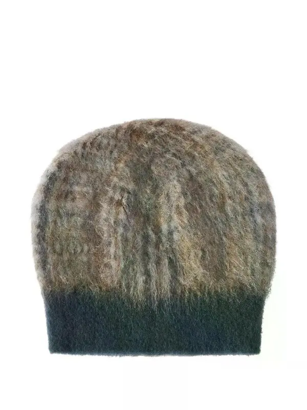 Brunello Cucinelli Mohair And Wool Prince Of Wales Double-knit Beanie Hat - Neutrals