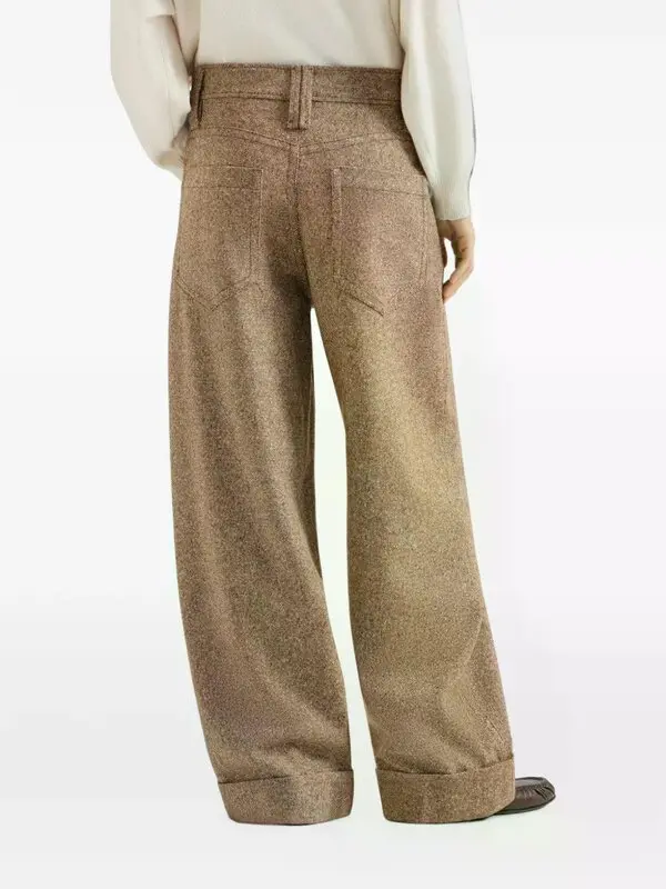 Brunello Cucinelli Virgin Wool Donegal Baggy Trousers With Monili Embellishment - Neutrals