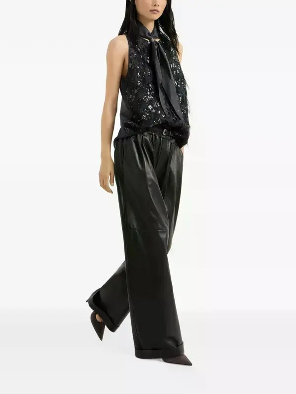 Brunello Cucinelli Nappa Leather Baggy Trousers