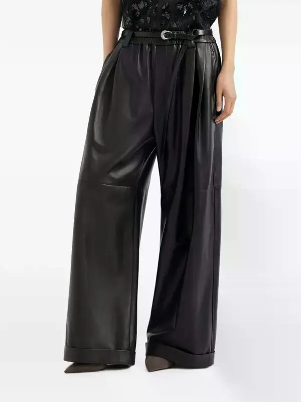 Brunello Cucinelli Nappa Leather Baggy Trousers