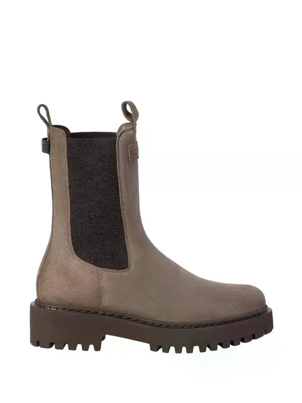Brunello Cucinelli Suede Panelled Ankle Boots - Brown