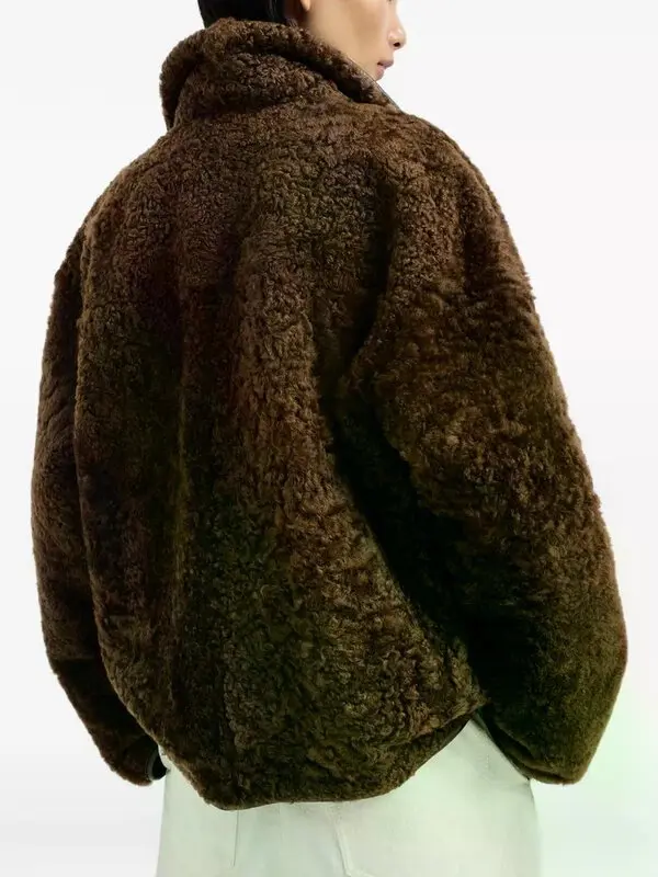 Brunello Cucinelli Fuzzy Shearling Reversible Outerwear Jacket With Monili