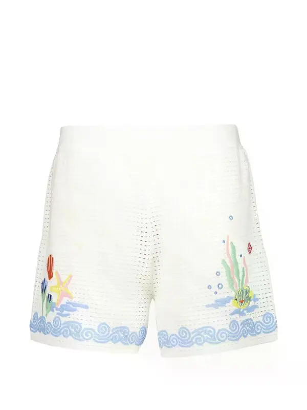 Casablanca Oasis Crochet-knit Shorts - White