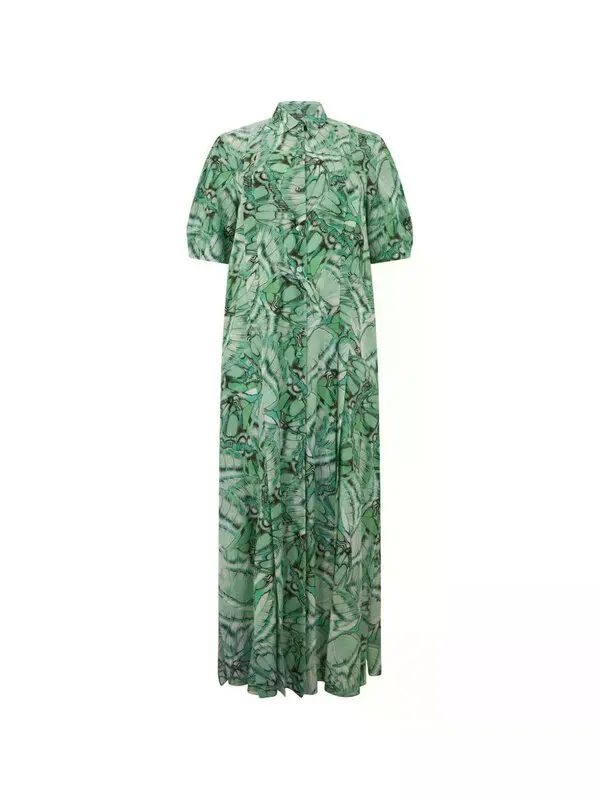 Alberta Ferretti Printed Silk Maxi Dress - Green