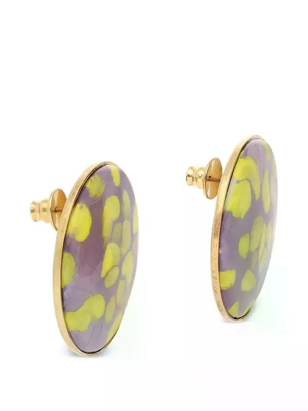 Dries Van Noten Hand-painted Enamel And Brass Earrings