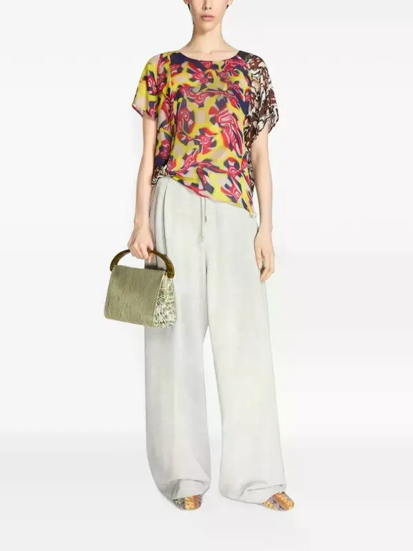 Dries Van Noten Mélange Cotton Jersey Wide Leg Sweatpants