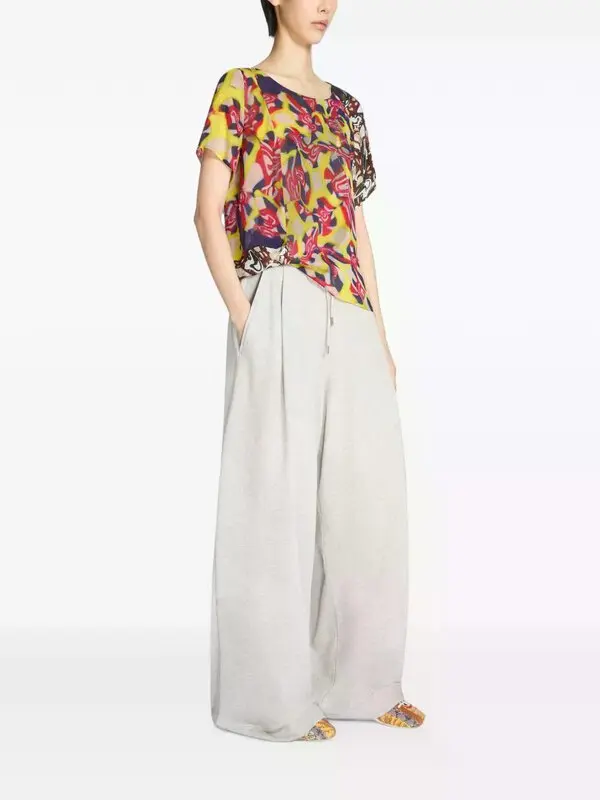 Dries Van Noten Mélange Cotton Jersey Wide Leg Sweatpants