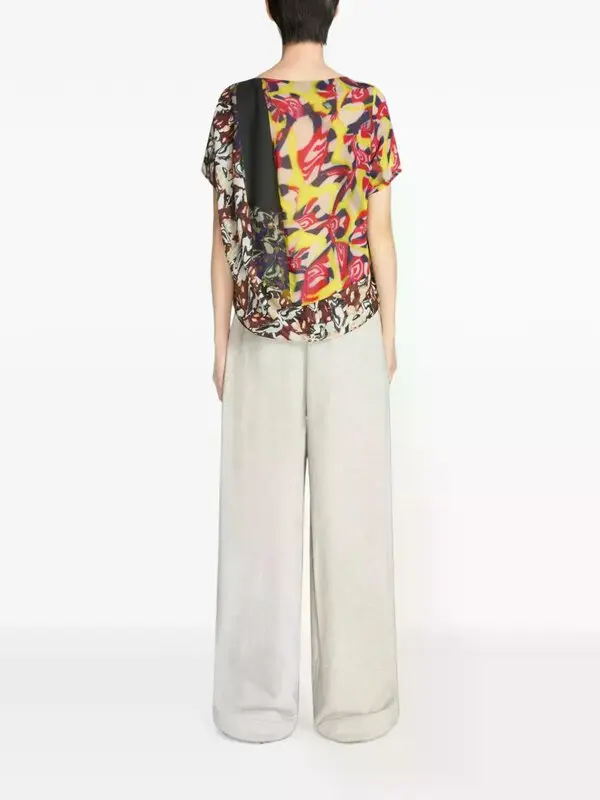Dries Van Noten Mélange Cotton Jersey Wide Leg Sweatpants