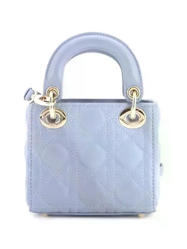 Dior Lady Micro Shoulder Bag Cannage Quilt Lambskin - Blue