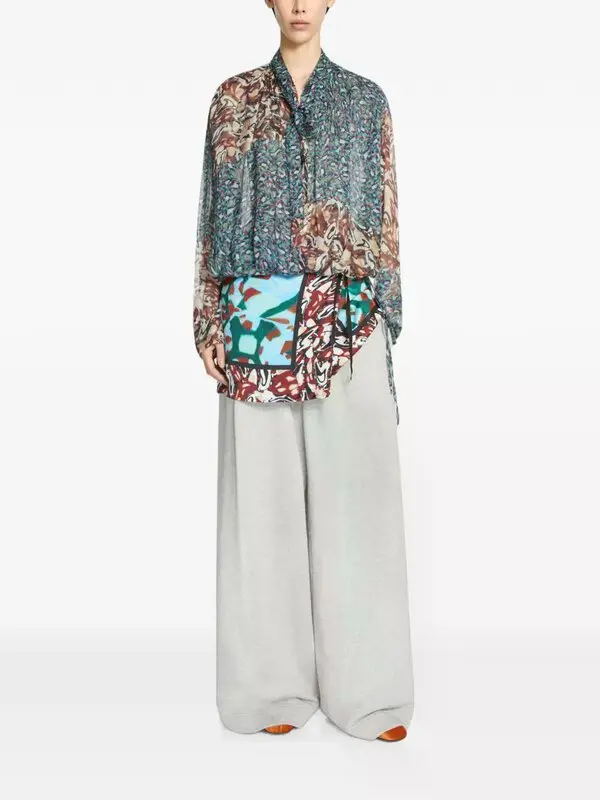 Dries Van Noten Abstract-print Silk Blouse - Blue