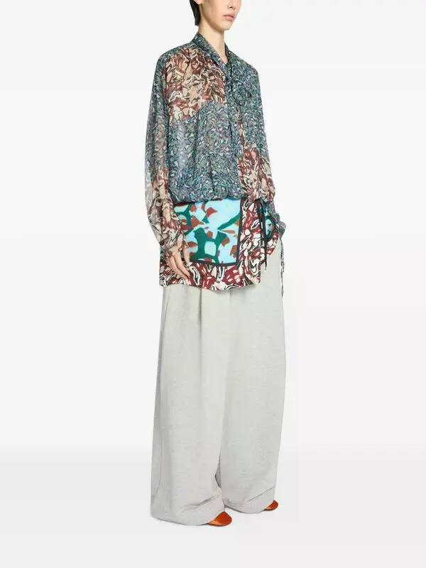 Dries Van Noten Abstract-print Silk Blouse - Blue