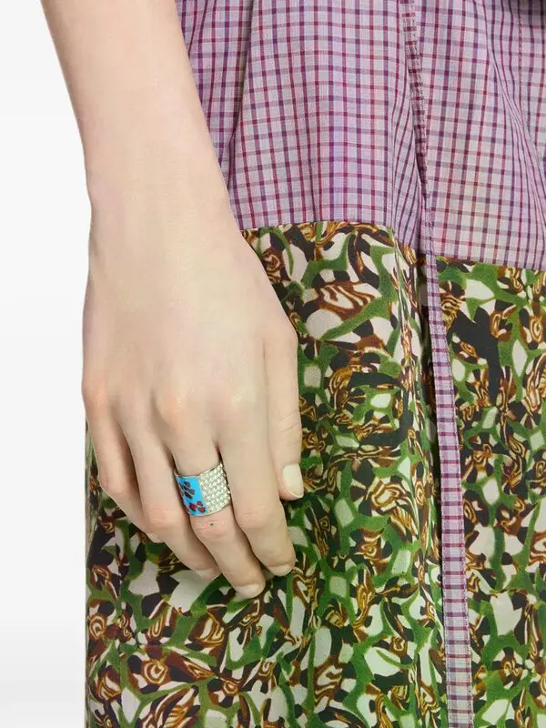 Dries Van Noten Hand-painted Tortoiseshell Motif And Strass Embellished Ring - Silver
