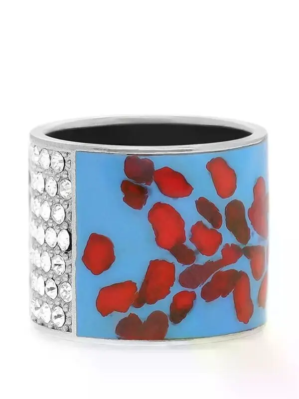 Dries Van Noten Hand-painted Tortoiseshell Motif And Strass Embellished Ring