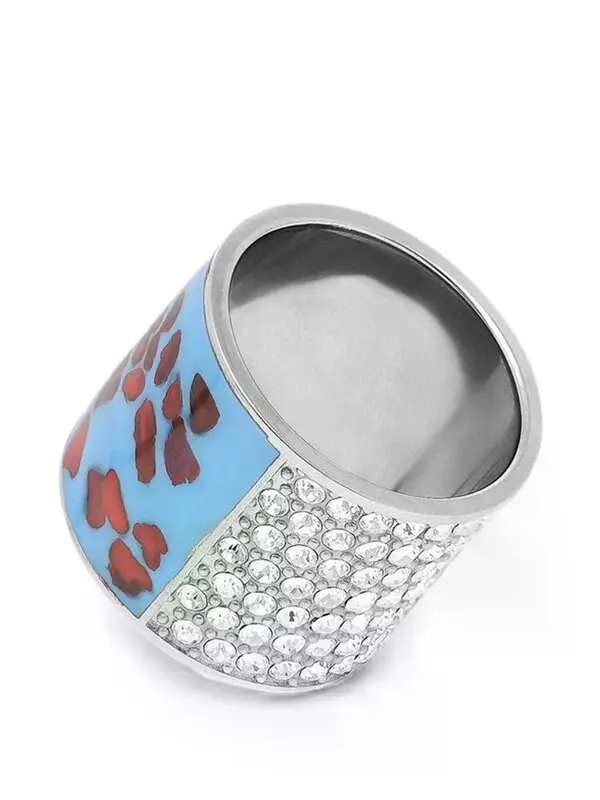 Dries Van Noten Hand-painted Tortoiseshell Motif And Strass Embellished Ring