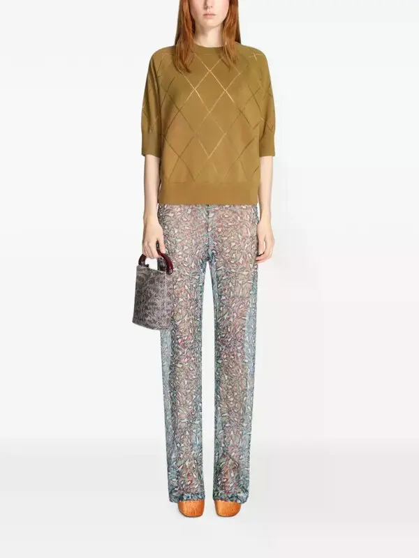 Dries Van Noten Merino Wool Ajoure Stitch Sweater - Brown