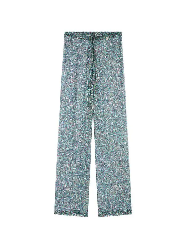 Dries Van Noten Silk Tortoise Print Drawstring Trousers