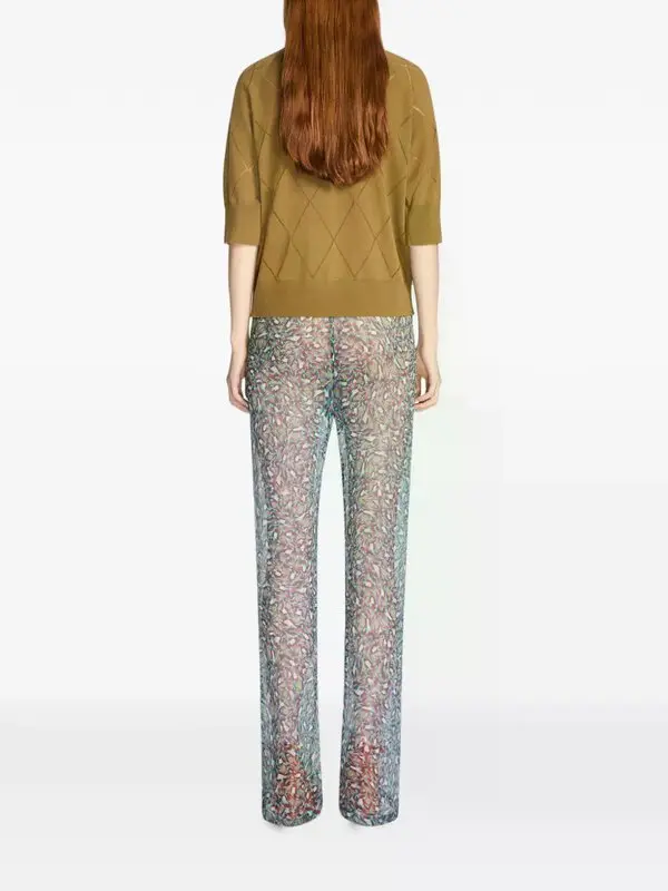 Dries Van Noten Silk Tortoise Print Drawstring Trousers