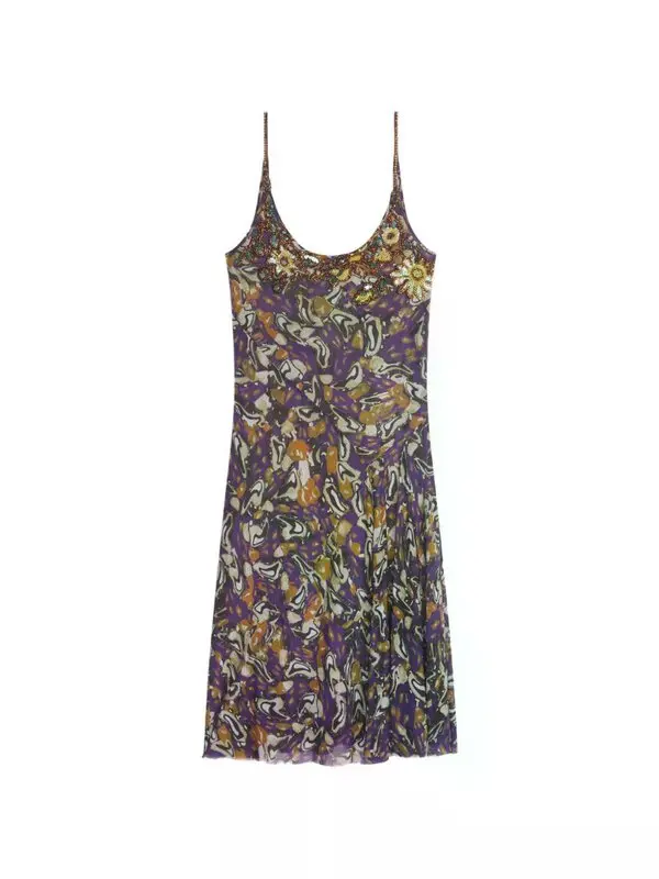 Dries Van Noten Embroidered Slip Dress - Purple